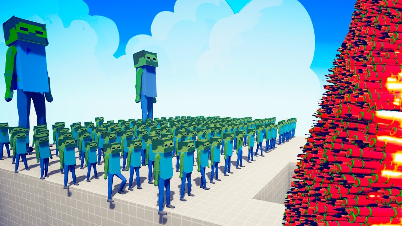 100x MINECRAFT ZOMBIE + 2x GIANT vs 2x EVERY GOD - TABS | Totally ...