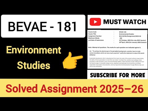 BEVAE - 181 Solved Assignment 2025-26 in English | IGNOU - YouTube