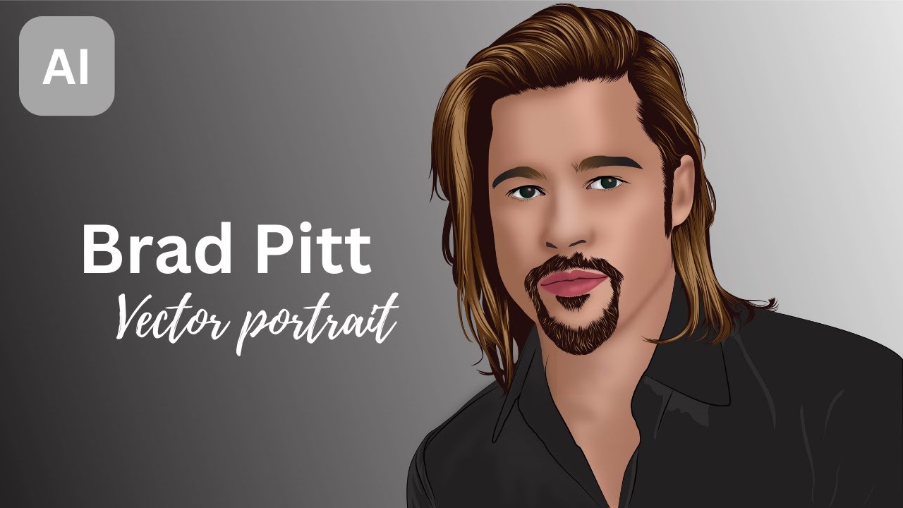 Brad Pitt Vector portrait in adobe illustration | digital art | vector ...
