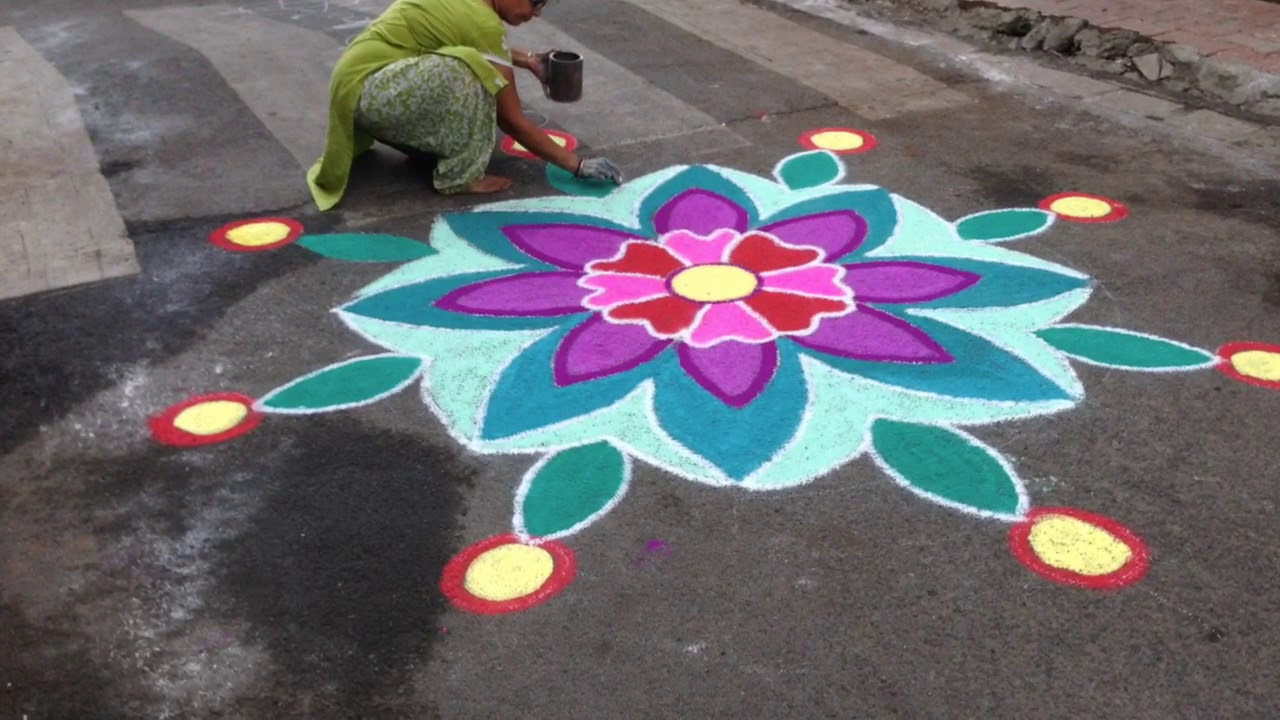 RANGOLI #in street # for diwali# by ANAMIKA - YouTube