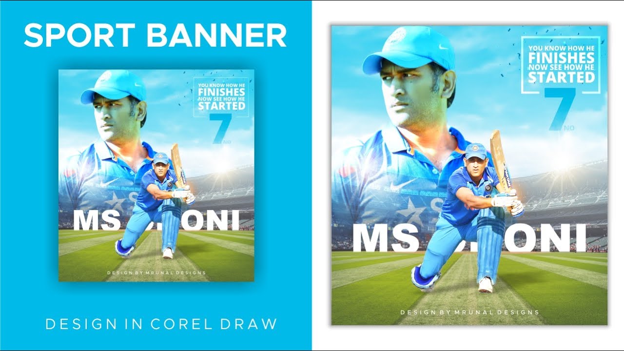 Sport Banner | MS Dhoni Sport Poster Design | Sport Poster Design in ...