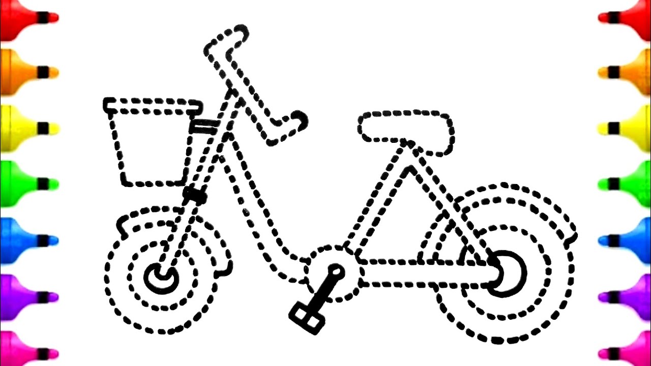 How to draw a Bicycle🚲 Easy| Bicycle Drawing, Painting and Coloring for ...