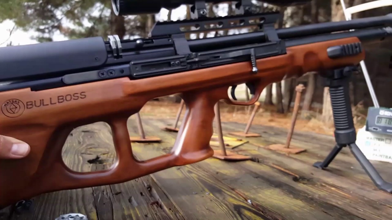 HATSAN BULLBOSS .177 CAL WALNUT PCP AIRRIFLE 50 METER PLINKING AND ...