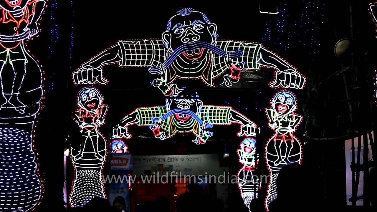 Lights Gameplay at the Welcome gate : Durga Puja pandal - YouTube