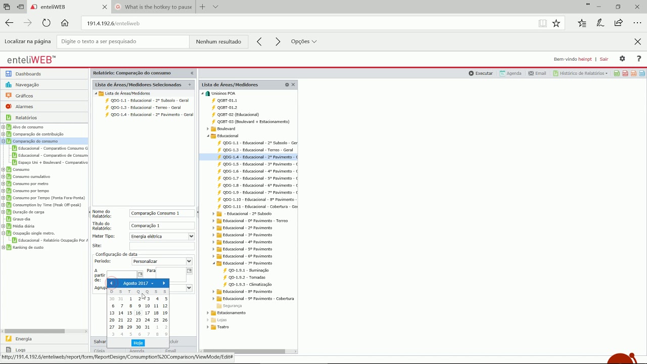 Relatório Enteliweb - 002 Comparação Consumo - YouTube