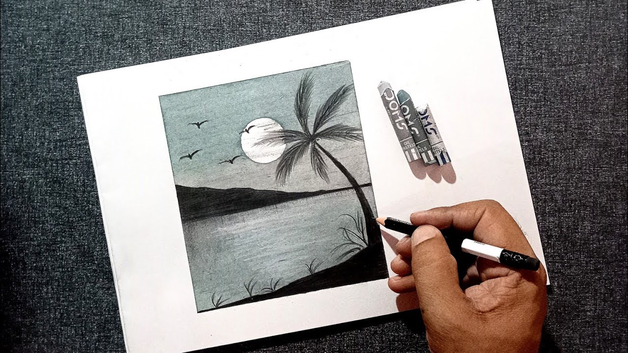 Easy Drawing for Beginners || Step by Step || Grey Sunset 🌇🌆 - YouTube