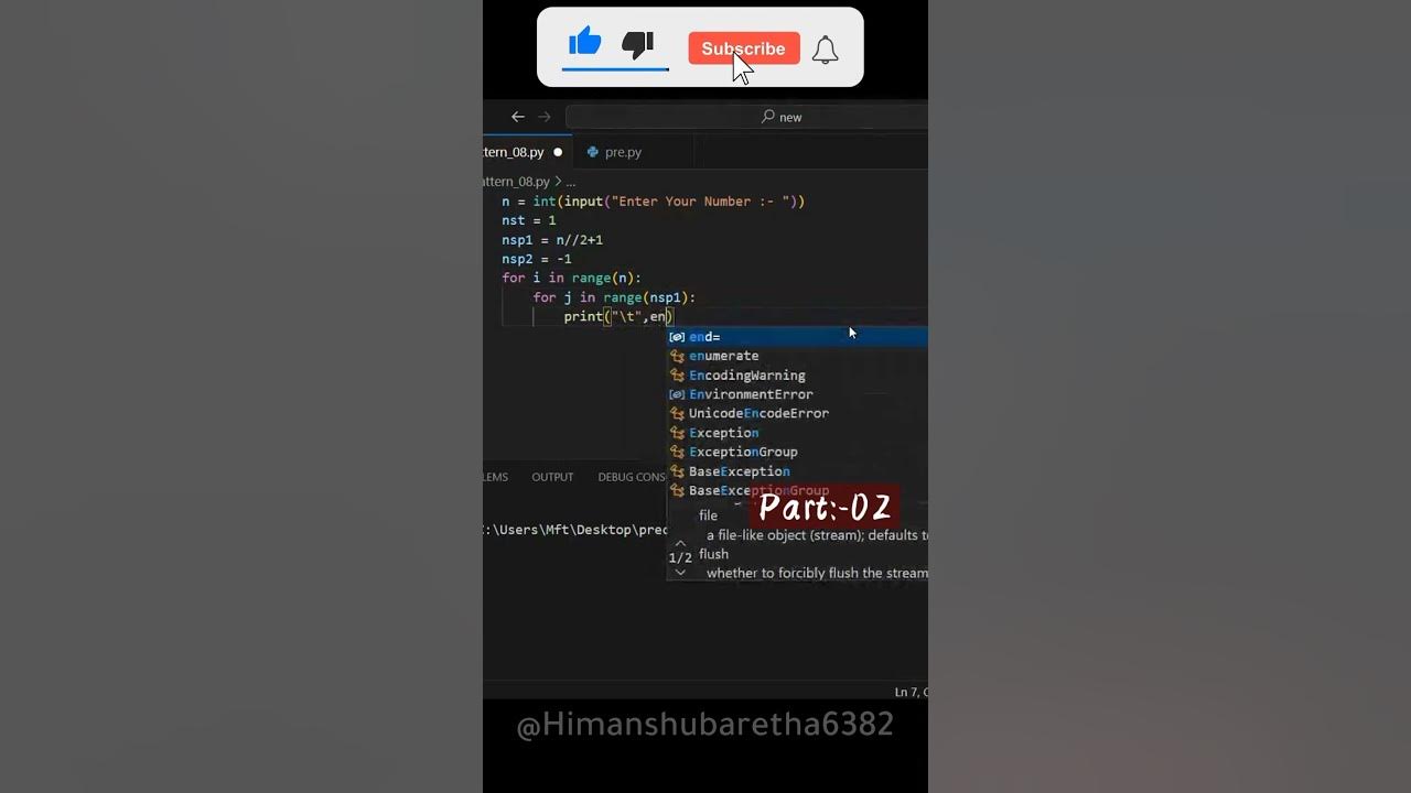 Pattern:-08||Part:-2||Python Diamond Pattern With Hollow Center || # ...