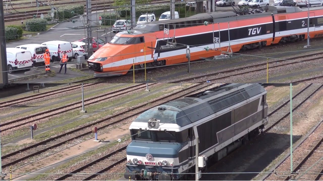 [CC 72084, TGV PSE 16] : Manœuvre du TGV PSE 16 tracté par la CC 72084 ...