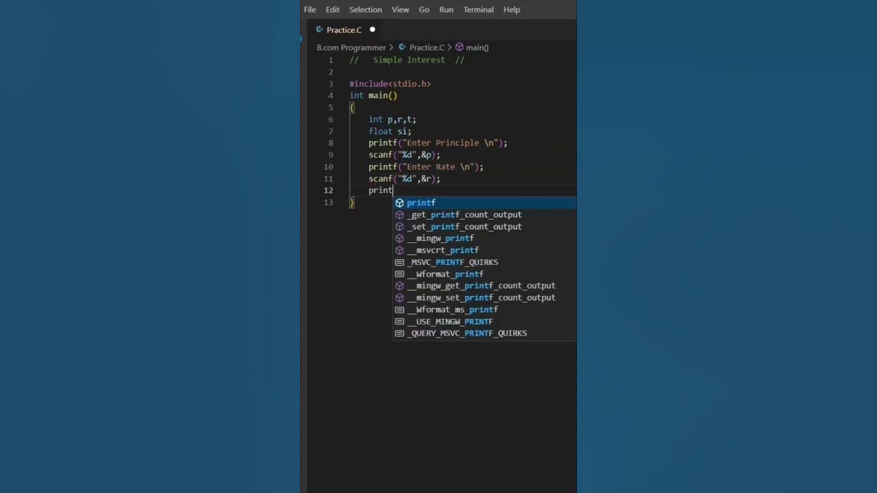 how to calculate simple interest in C programming #cprogramming #shorts #education - YouTube