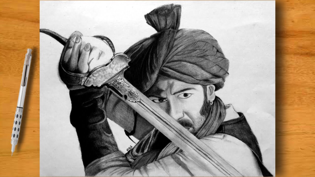 #Tanhaji pencil sketch || ajay devgn || how to draw portrait || rohit ...