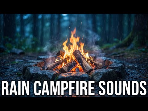 30 min Campfire in the Rain | Cozy Fire & Rain Sounds for Deep ...