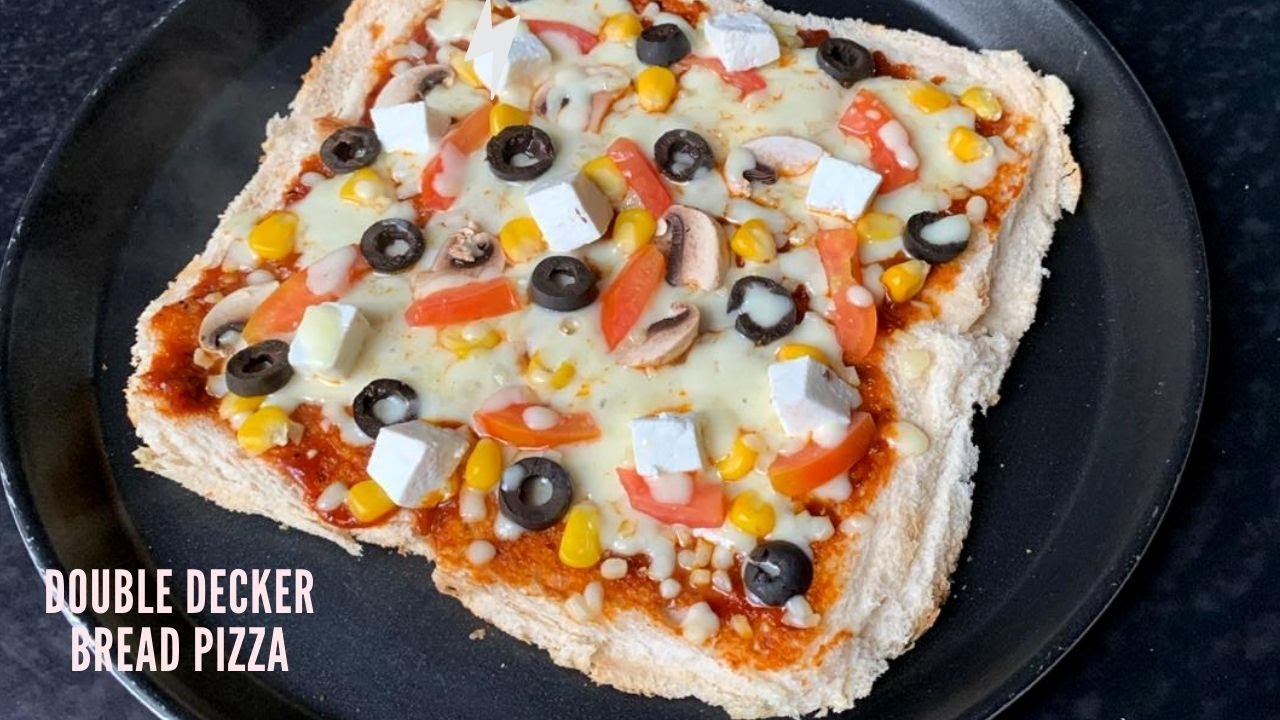 Double decker Bread Pizza | Cheesy base pizza | Bread Pizza - YouTube