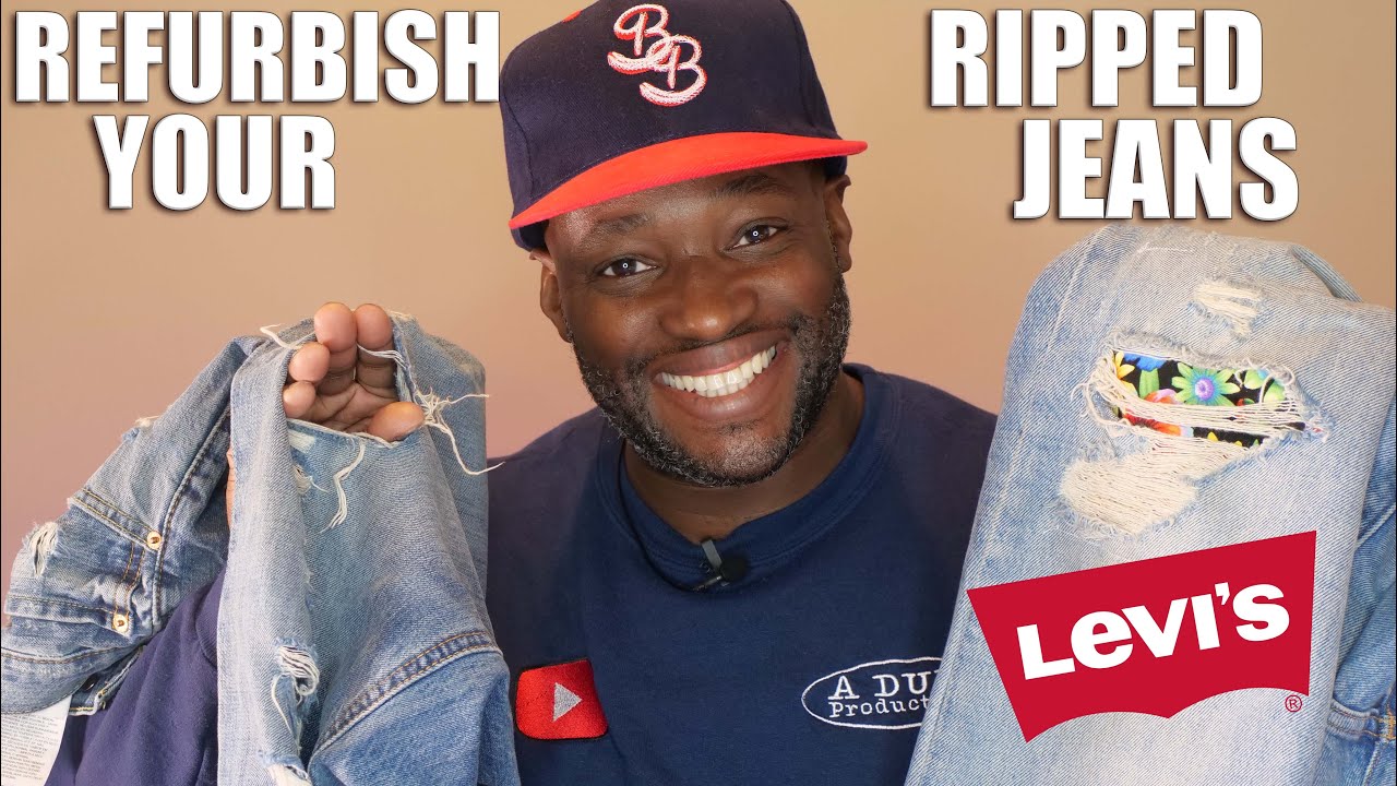 How to Repurpose Your Ripped Denim Jeans on a Sewing Machine - YouTube