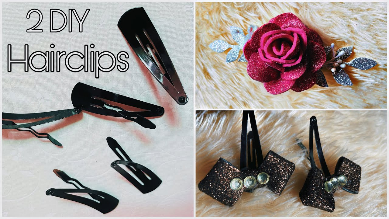 Easy hairclips with glitter paper - YouTube