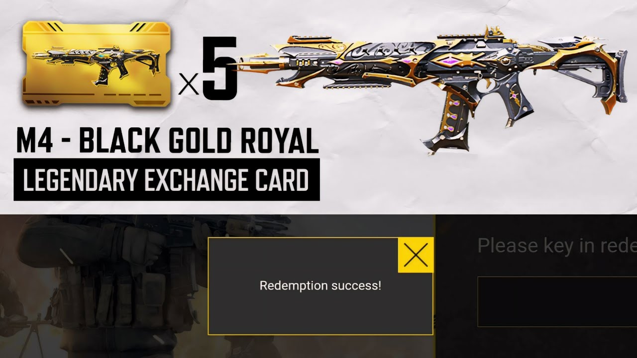 WORKING CODE FOR LEGENDARY M4 - BLACK GOLD ROYAL CARDS - YouTube
