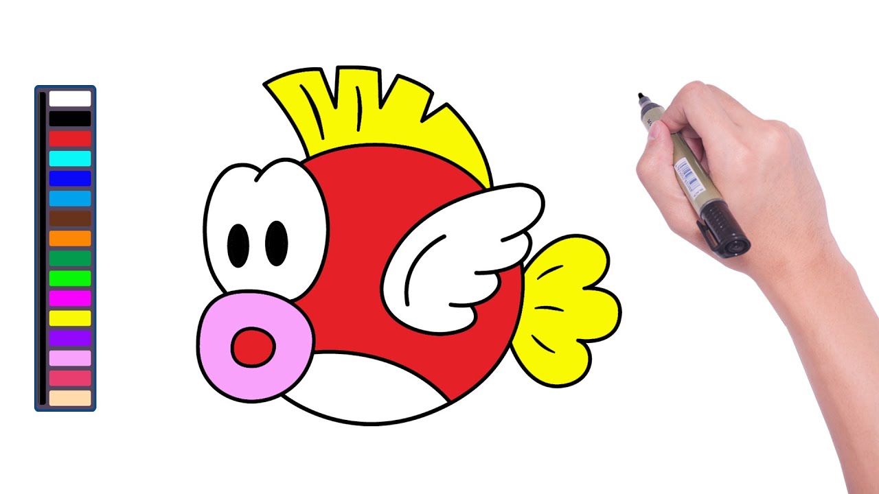 how to draw a cheep cheep | super mario | super mario cheep | artfixr # ...