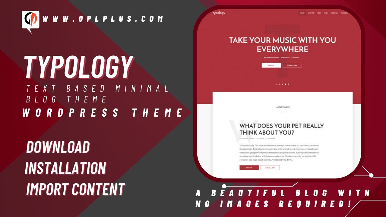 Typology – Text Based Minimal Blog WordPress Theme Download ...