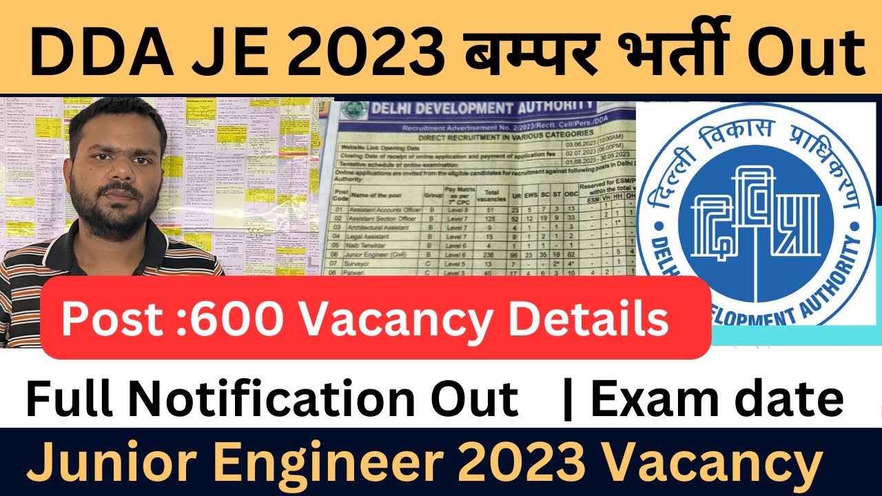 Big Update: 600+ DDA JE 2023 Vacancy Notifications Out | DDA JE ...