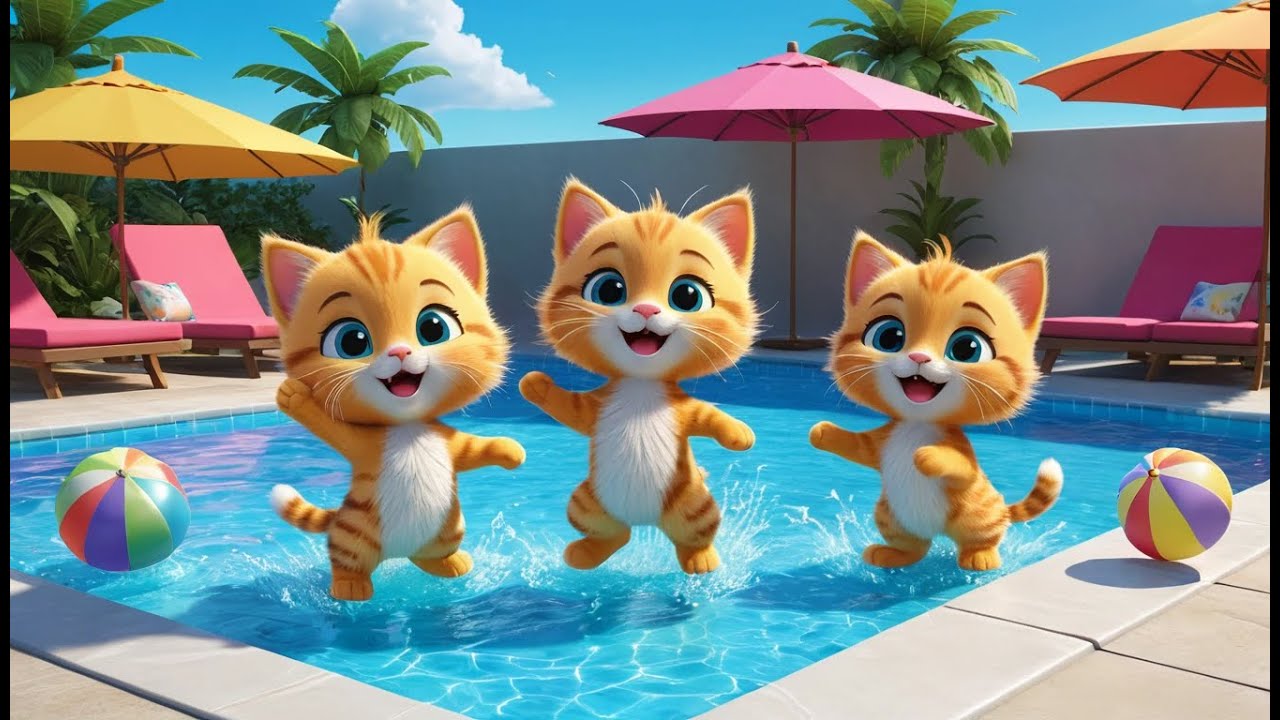 Six Little Kittens Jumping in the Pool | Fun Kitten Song for Kids ...