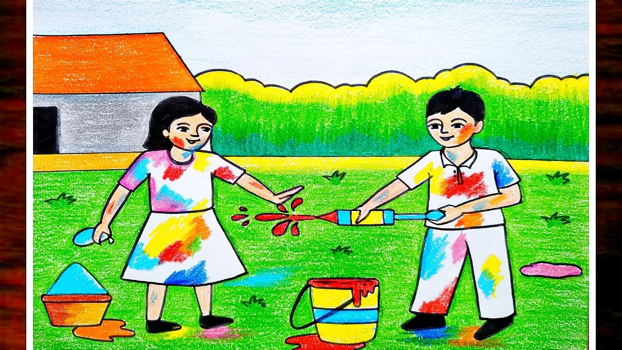 Easy Holi Drawing|How To Draw Holi Special Drawing|Holi Drawing For ...