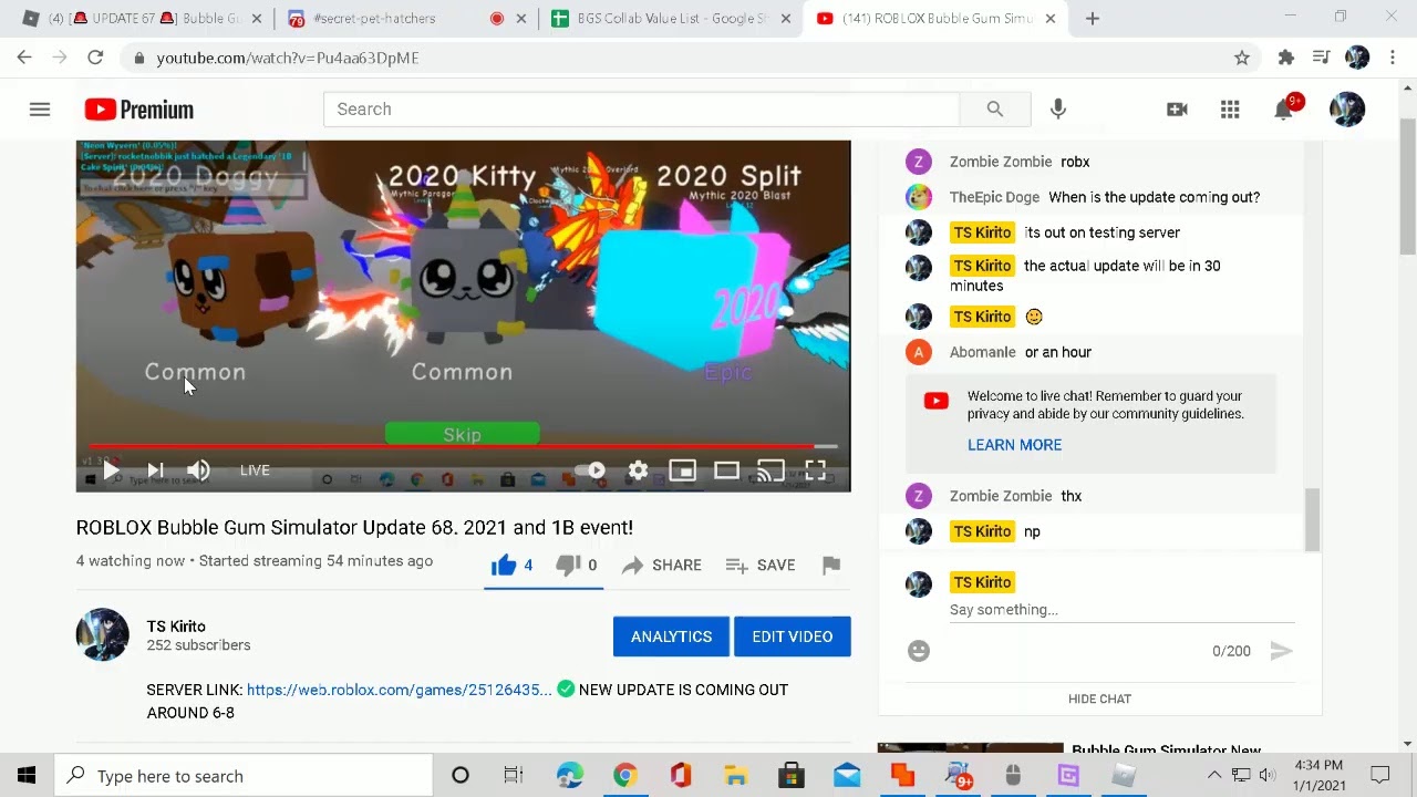 ROBLOX Bubble Gum Simulator Update 68. 2021 and 1B event! - YouTube