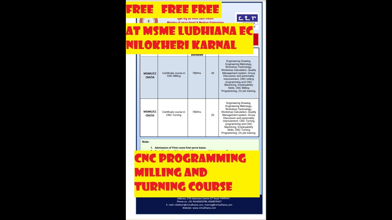 MSME TC Ludhiana EC Nilokheri || CNC Programming Milling and Turning ...