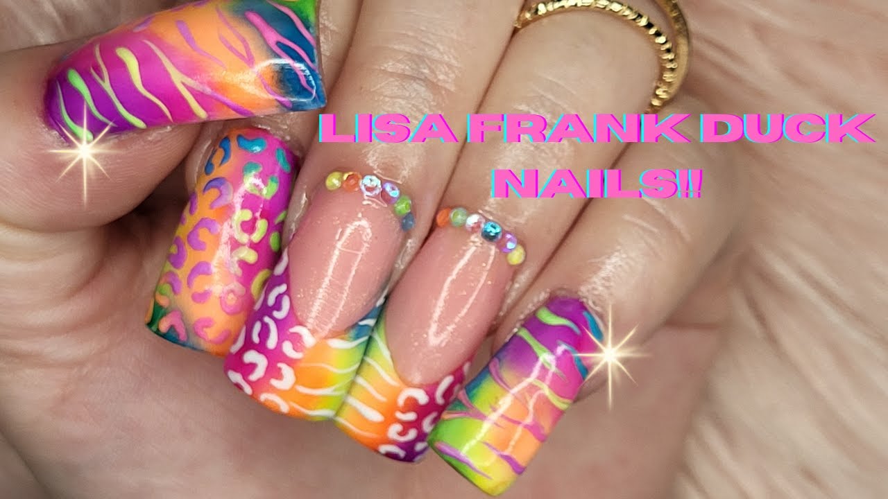 Lisa Frank inspired DUCK NAILS-Builder Gel Tutorial - YouTube
