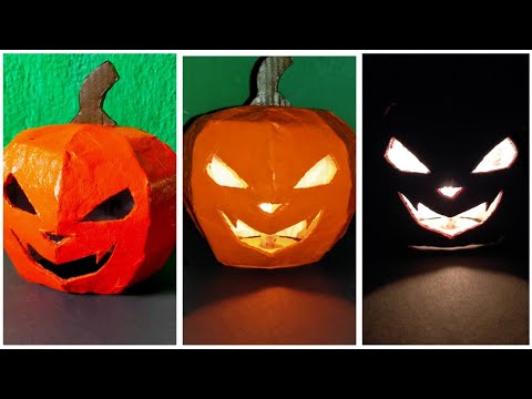 Making Halloween Pumpkin Using Cardboard - YouTube