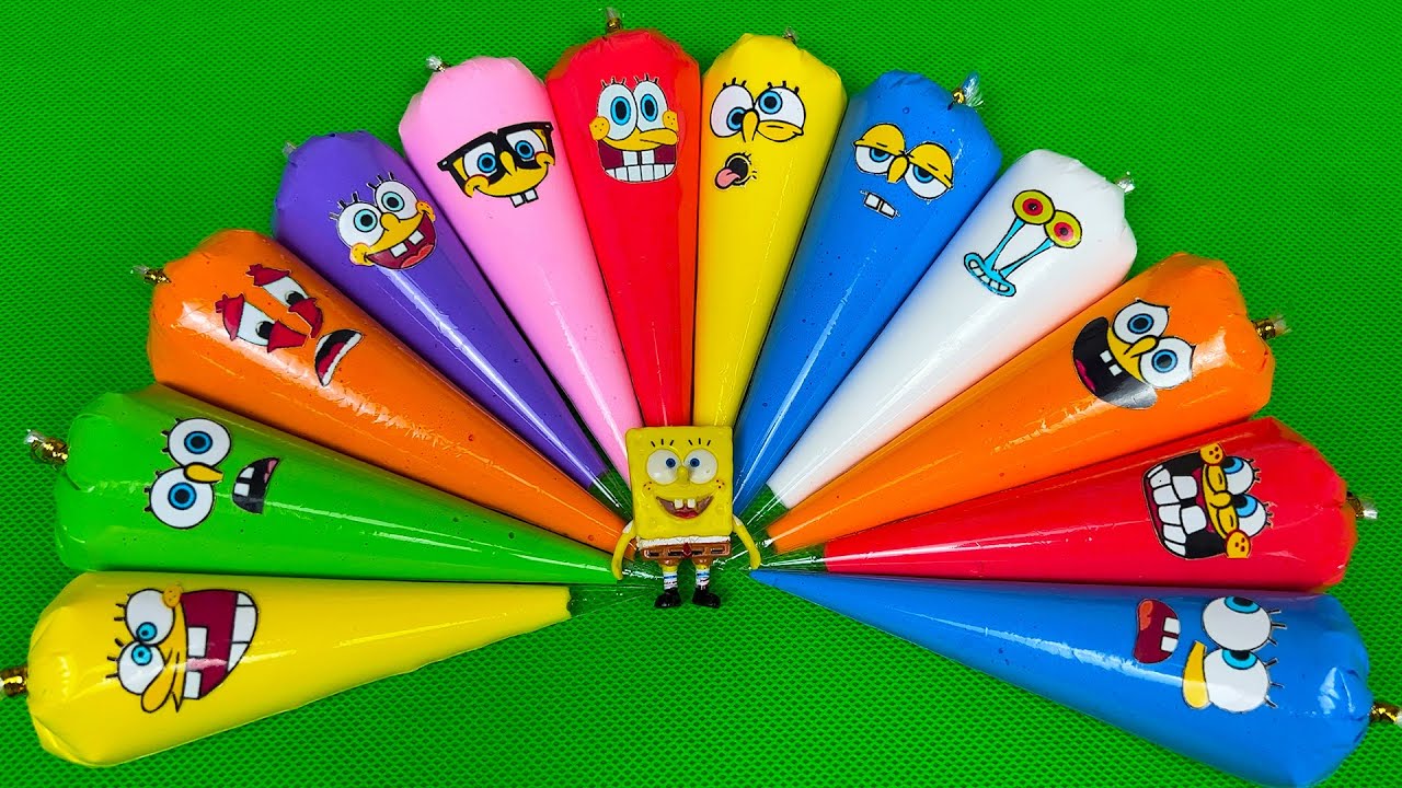 Spongebob Squarepants - Looking Slime With Piping Bags! Satisfying ...