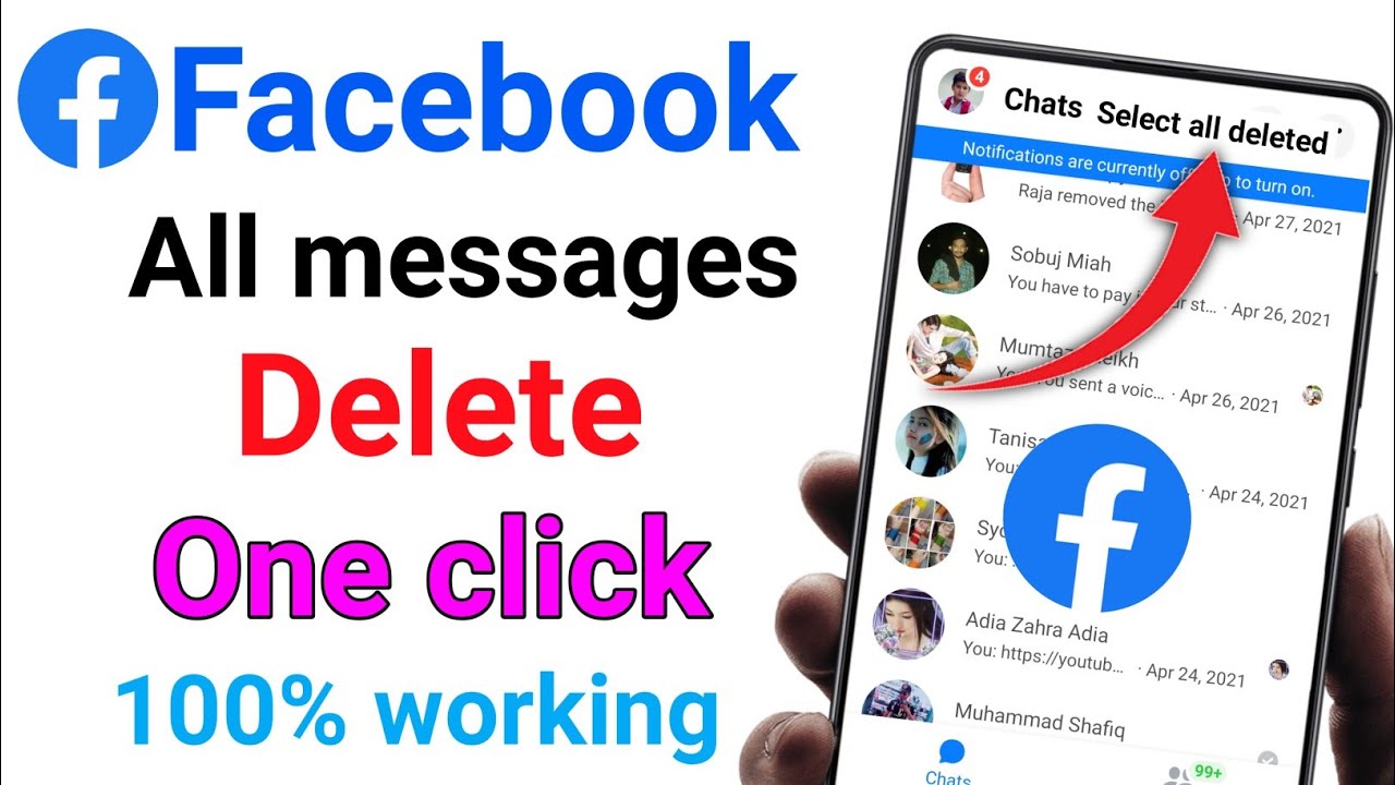 How to delete all facebook messages ine Click || Remove or clear all fb ...