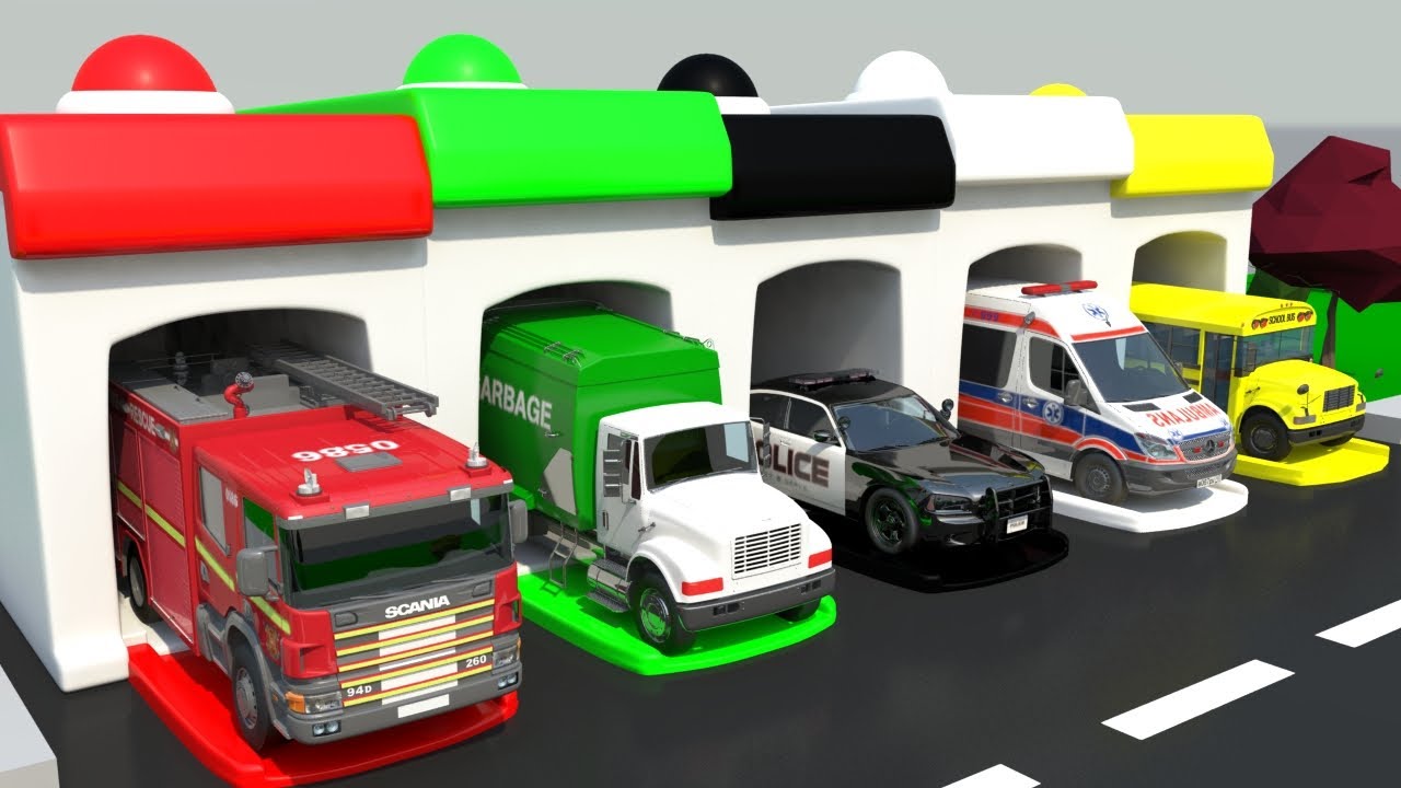 Colors for Children to Learn with Street Vehicles Colours for Kids to ...