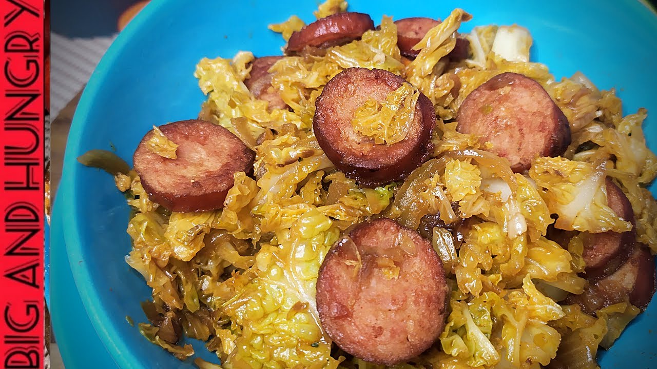 Quick Fast and Delicious •Saute Savoy Cabbage with Smoked Sausage ...