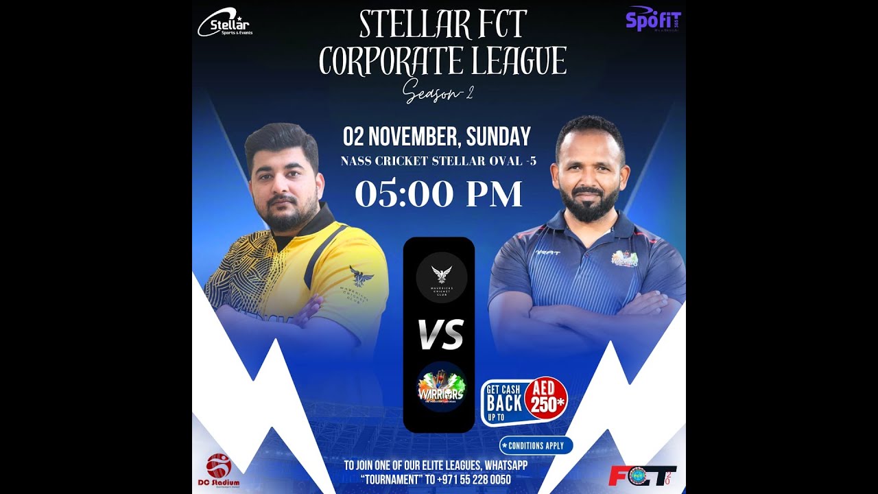STELLAR FCT COROPARATE LEAGUE S2 - WARRIORS CC Vs MAVERICKS CC - YouTube