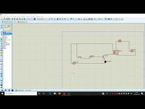 PCB design of relay and push button in proteus - YouTube