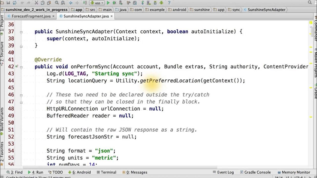 Finish the SyncAdapter - Developing Android Apps - YouTube