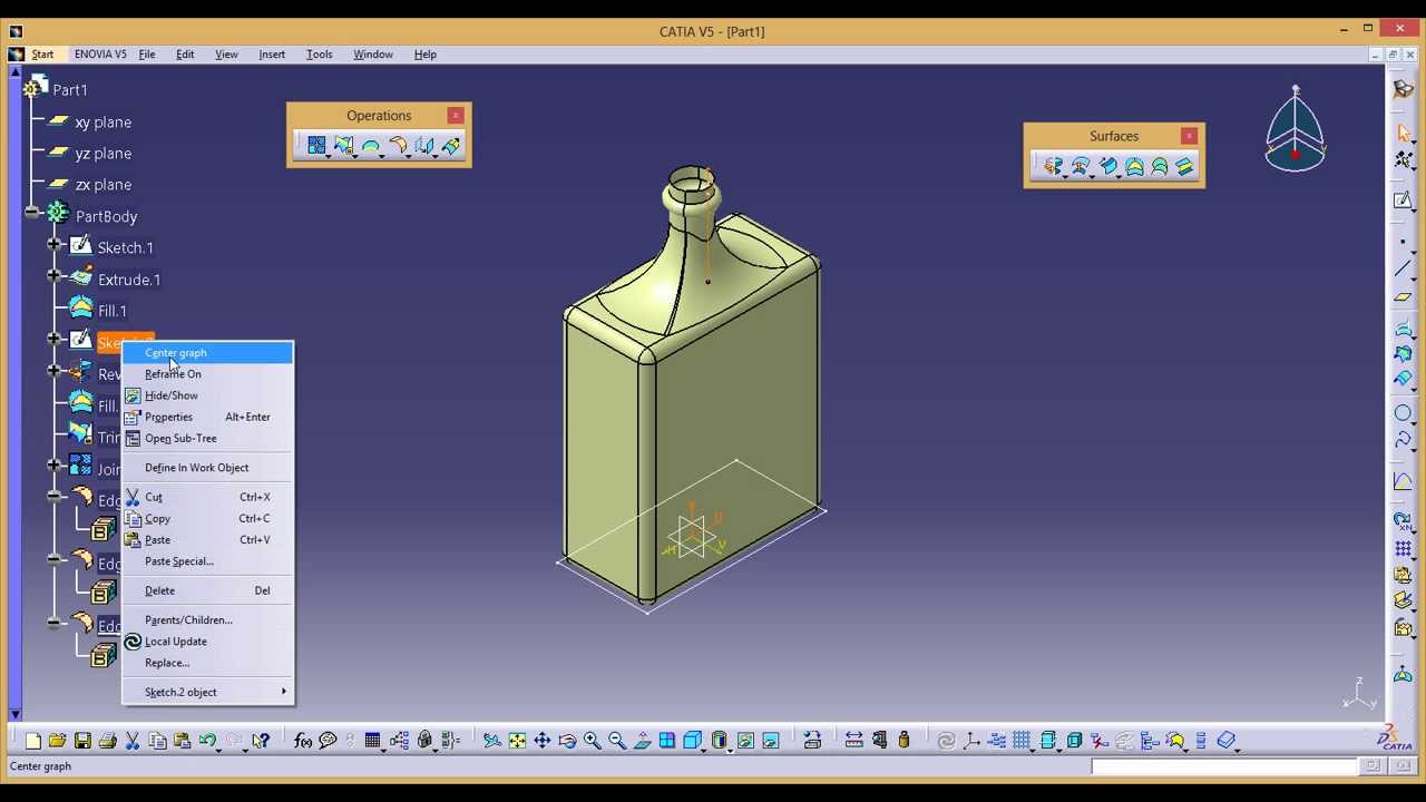 catia v5 surface tutorial - YouTube