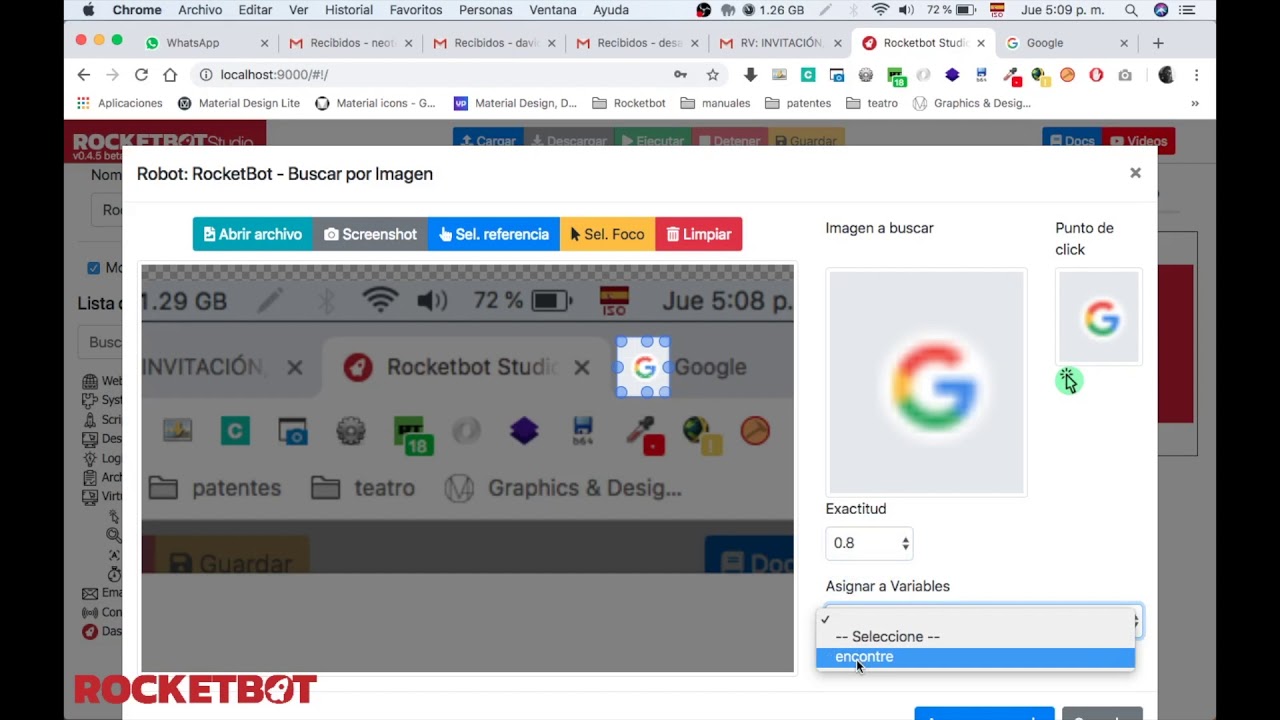 Rocketbot Studio - Buscar una imagen en pantalla - YouTube