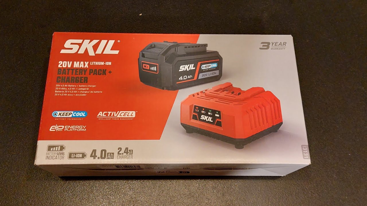 SKIL 20V 4.0Ah Battery and Fast Charger Starter Set 3131AA - YouTube