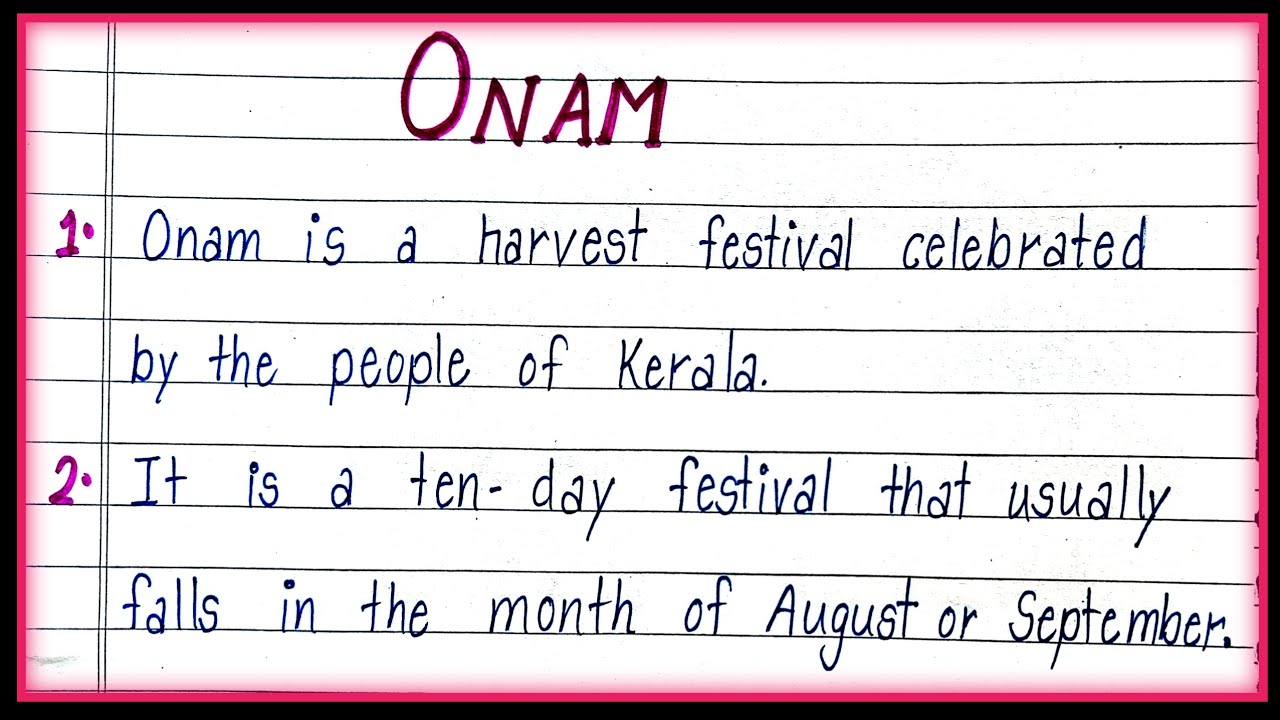 10 Lines on Onam in English| Essay on Onam| Onam Festival Essay| - YouTube
