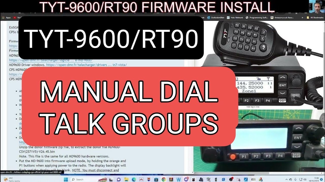 TYT MD-9600/RT90 Manual Dial Talkgroups - YouTube