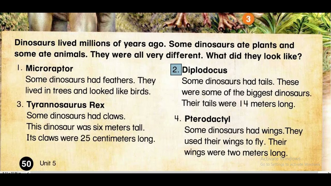 Everybody Up 4 _ Unit 5: A day out _ Lesson 4: Dinosaurs - YouTube