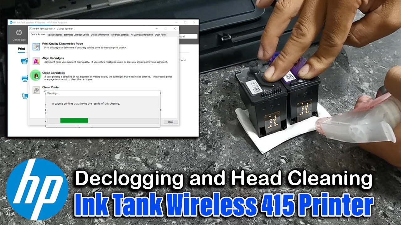 HP Ink Tank Wireless 415 Printer - Printhead Declogging and Head ...