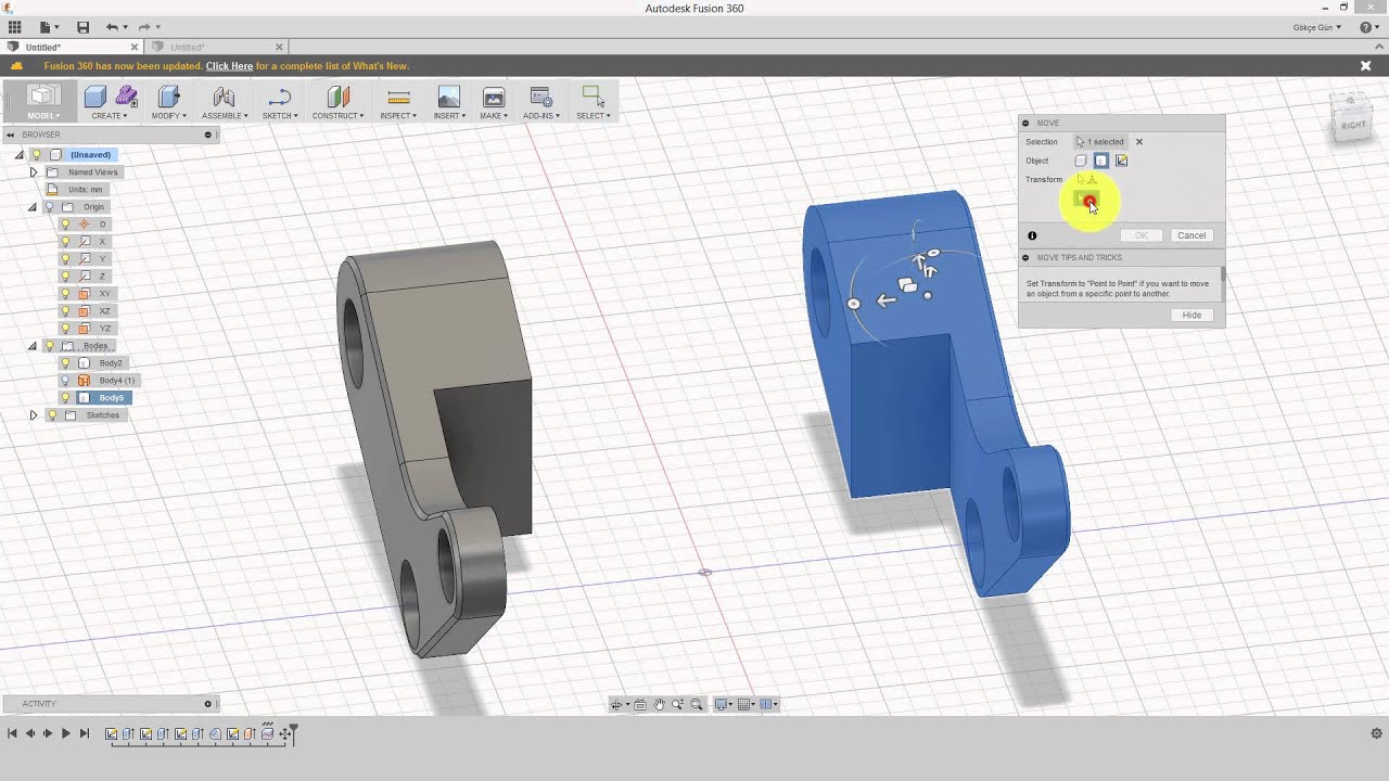 Fusion 360 Eğitimi - 26 Move ve Align Komutları - YouTube
