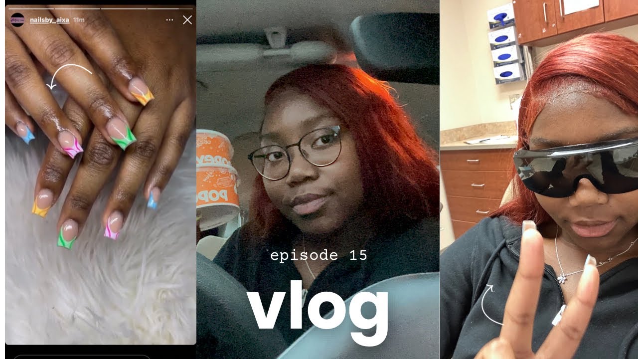 New Nails & Hair?! + Trying Popeyes New Strawberry Biscuit! - YouTube