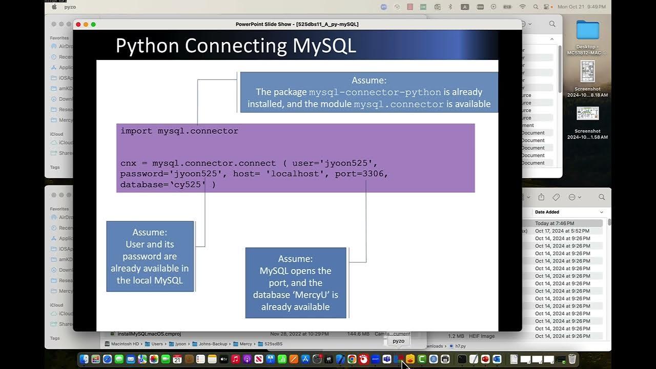 Python code to create a database with multiple tables while a user credential in a separate file ...