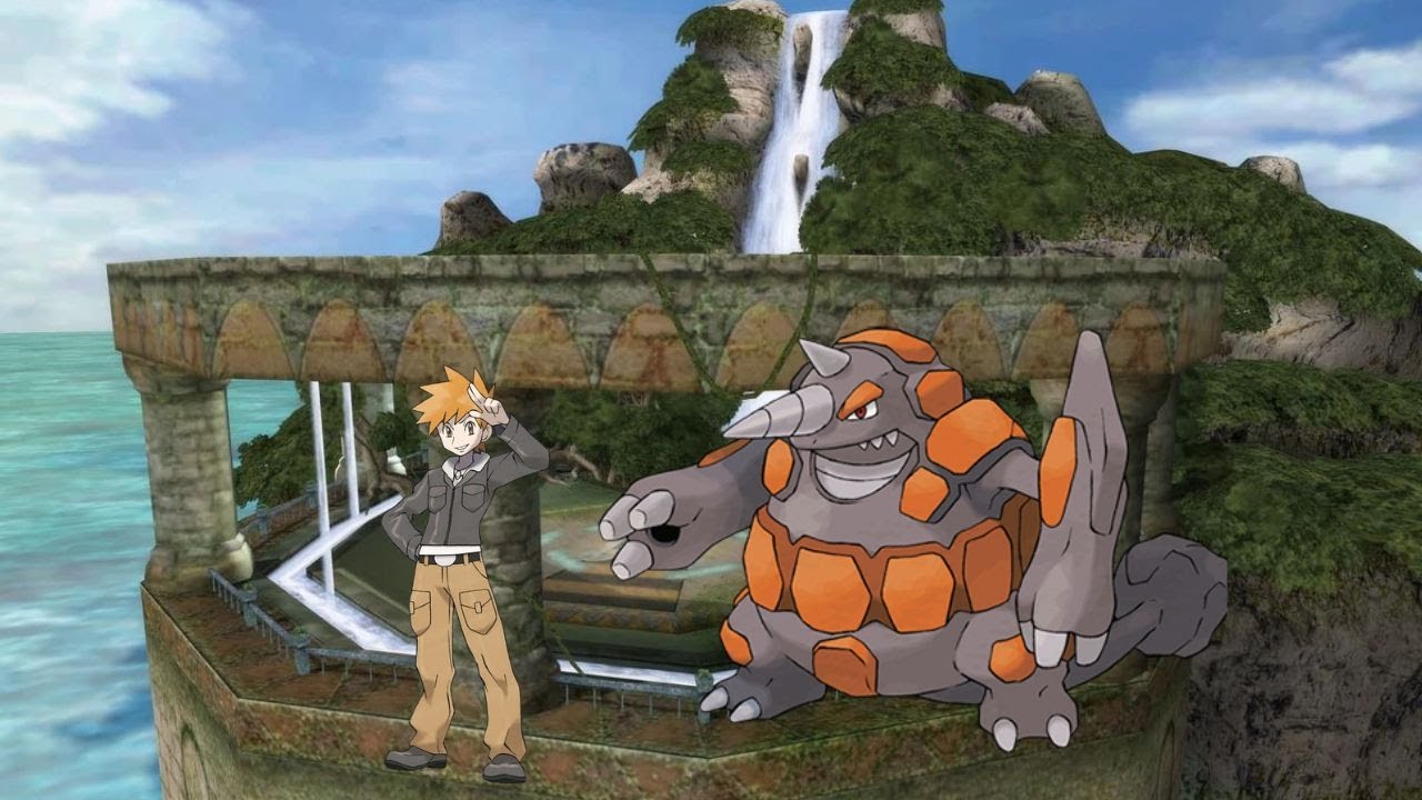 Pokemon battle revolution waterfall colosseum with Blue HGSS - YouTube