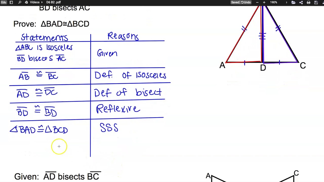 D6 B2 Congruent Triangle Proofs YouTube
