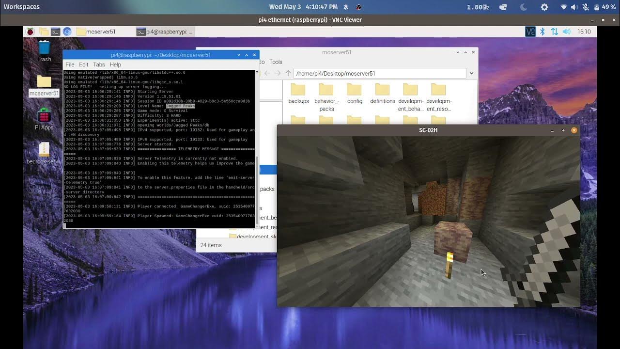 Minecraft Bedrock server running on Raspberry Pi 4 / Arm SBC with Box64 - YouTube