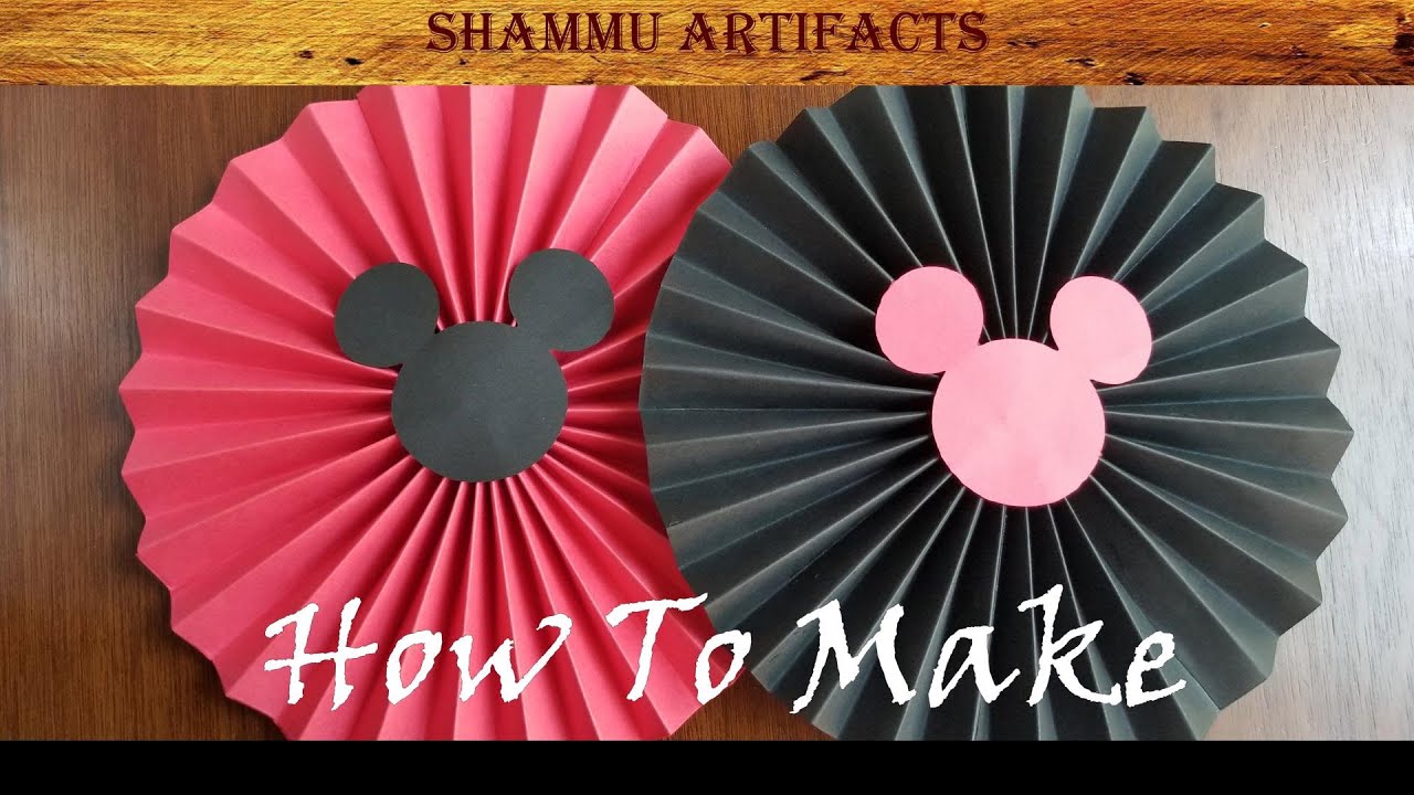 Easy Party Decor | How to make Paper fan | Mickey mouse theme - YouTube