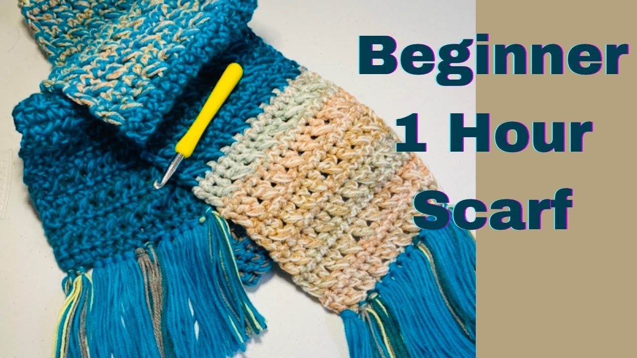 How To Crochet A 1 Hour Beginner Scarf - YouTube